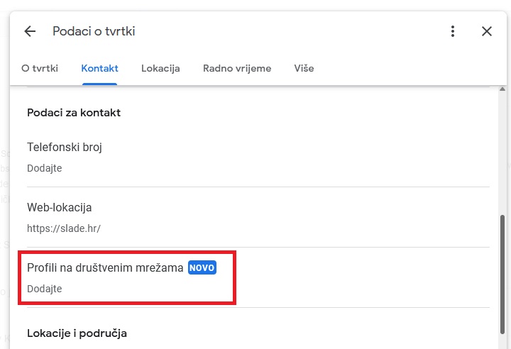 Sada možete društvene profile dodati na Google Business Profil